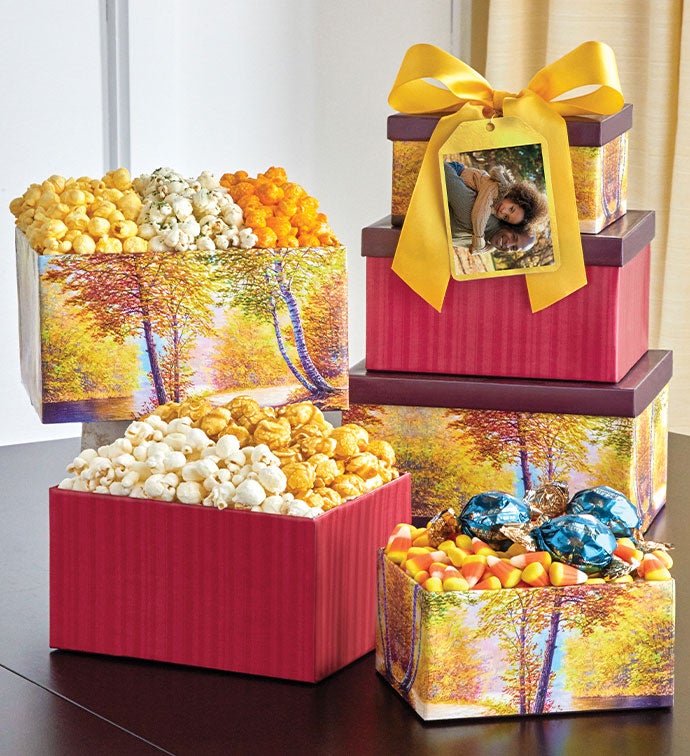 Fall Gift Basket Ideas | Gourmet Popcorn Tins | The Popcorn Factory