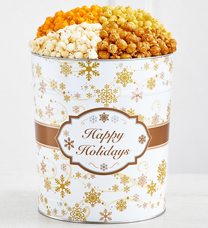 Gold Snowflake 3 1/2 Gallon 4 Flavor Popcorn Tin