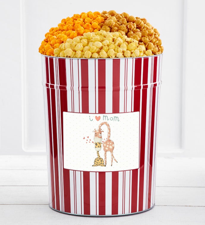 Tins With Pop® 4 Gallon I Love Mom Giraffe | The Popcorn Factory