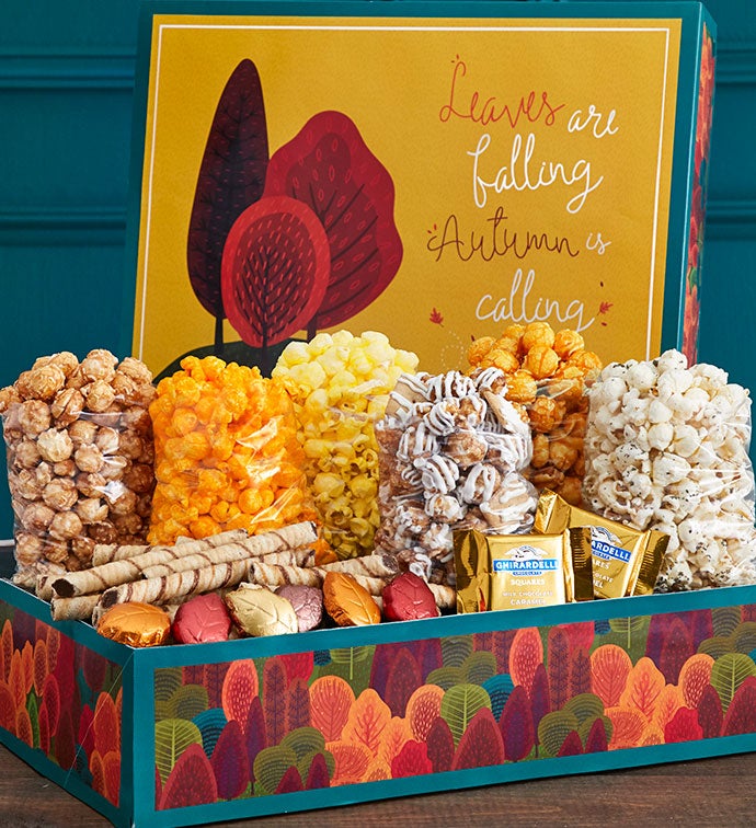Fall Gift Basket Ideas | Gourmet Popcorn Tins | The Popcorn Factory