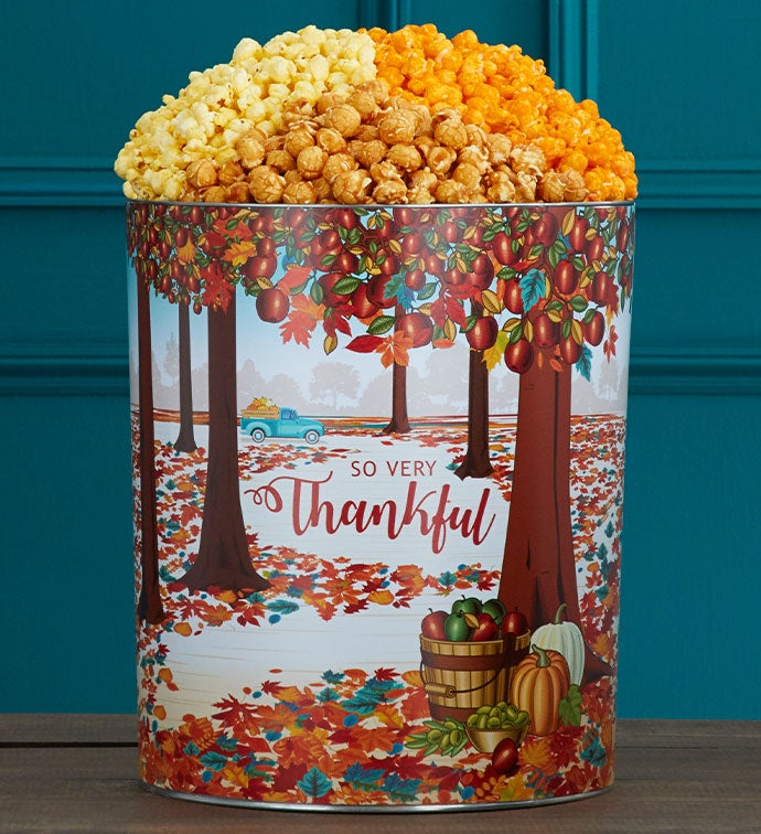 Fall Harvest 6 1/2 Gallon 4 Flavor Popcorn Tin | The Popcorn Factory