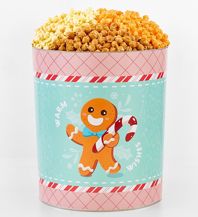 Gingerbread Dreams 6 1/2 Gallon 3 Flavor Popcorn Tin | The Popcorn Factory
