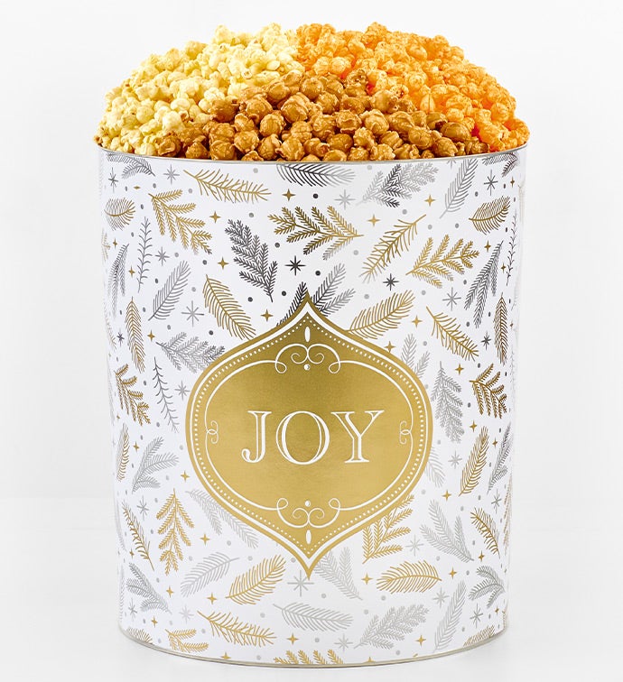 Joy 6 1/2 Gallon 3 Flavor Popcorn Tin | The Popcorn Factory