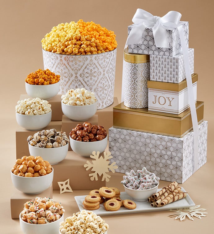 Joyful 6 Box Gift Tower and Tin | The Popcorn Factory