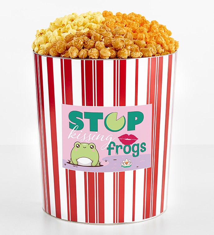 Tins With Pop® 3.5 Gallon Stop Kissing Frogs 3 Flavor | The Popcorn Factory