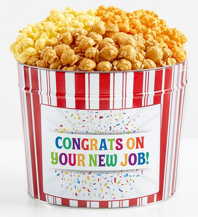 Tins With Pop® Congratulations For A New Start 3 Flavor | The Popcorn Factory